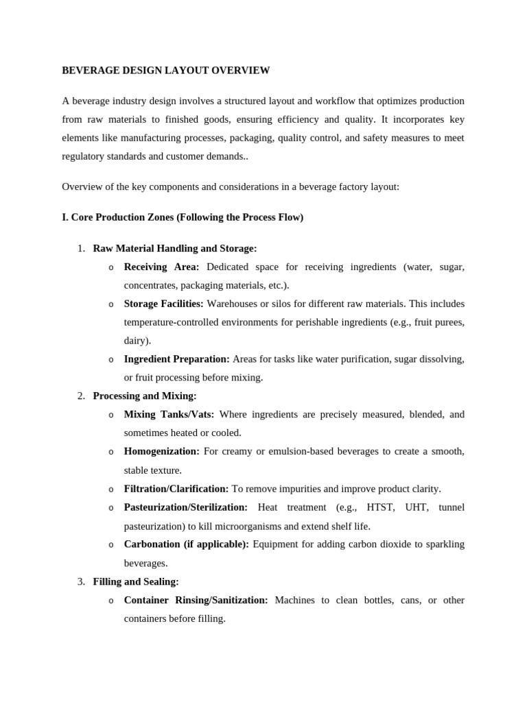 Beverage Factory Layout Design Guide | PDF | Lighting | Ventilation ...
