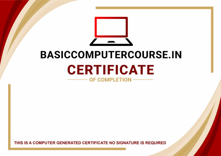 Basic Computer Course Certificate | PDF