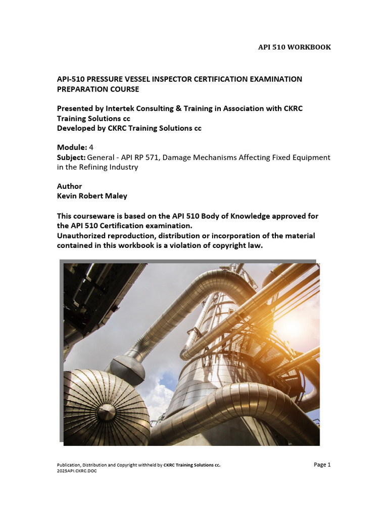 CKRC API 510 Workbook Module 4 Rev 4 | PDF | Corrosion | Materials