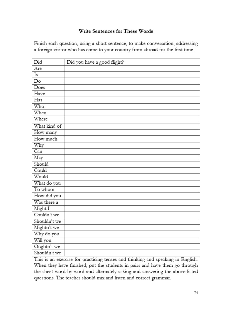 Sentence Practice for English Learners | PDF