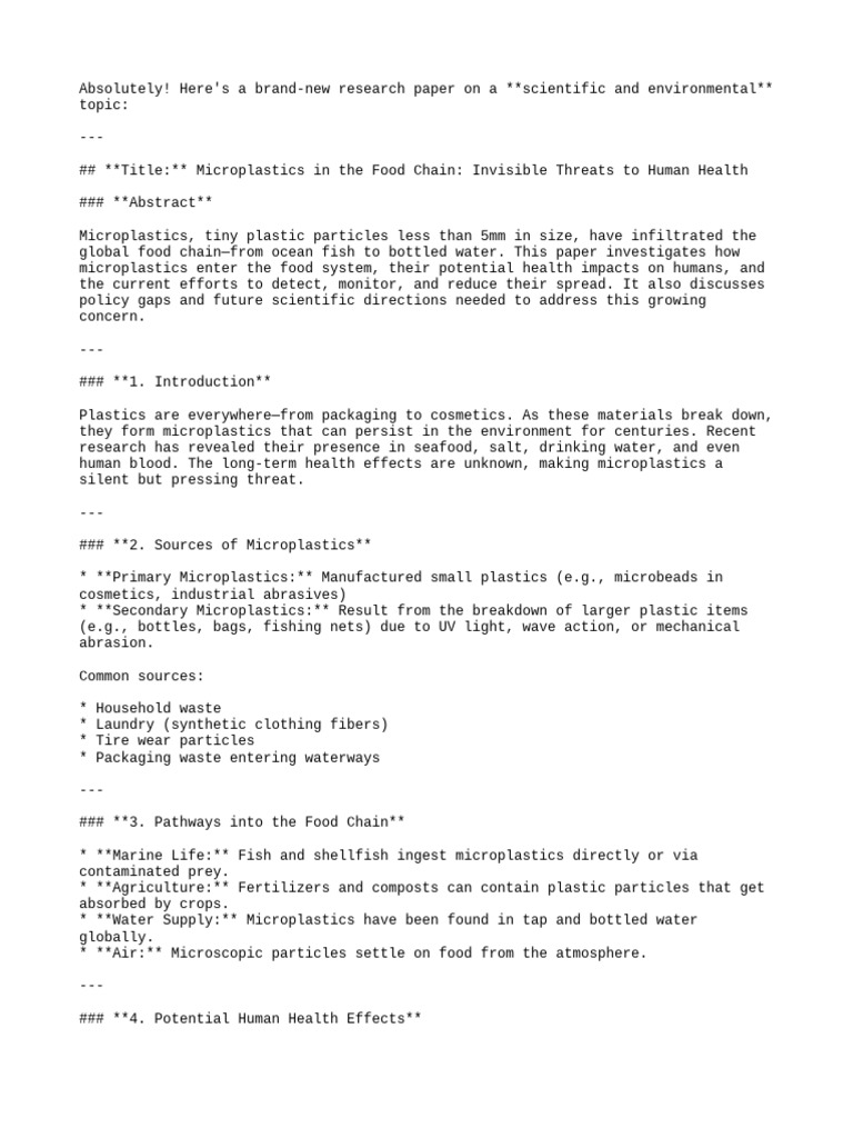 Microplastic in Food Chain | PDF | Plastic | Environmental Issues