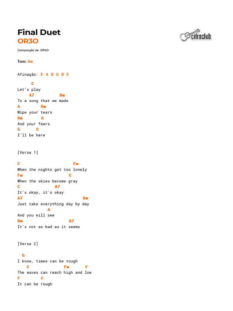 Final Duet Lyrics and Chords | PDF