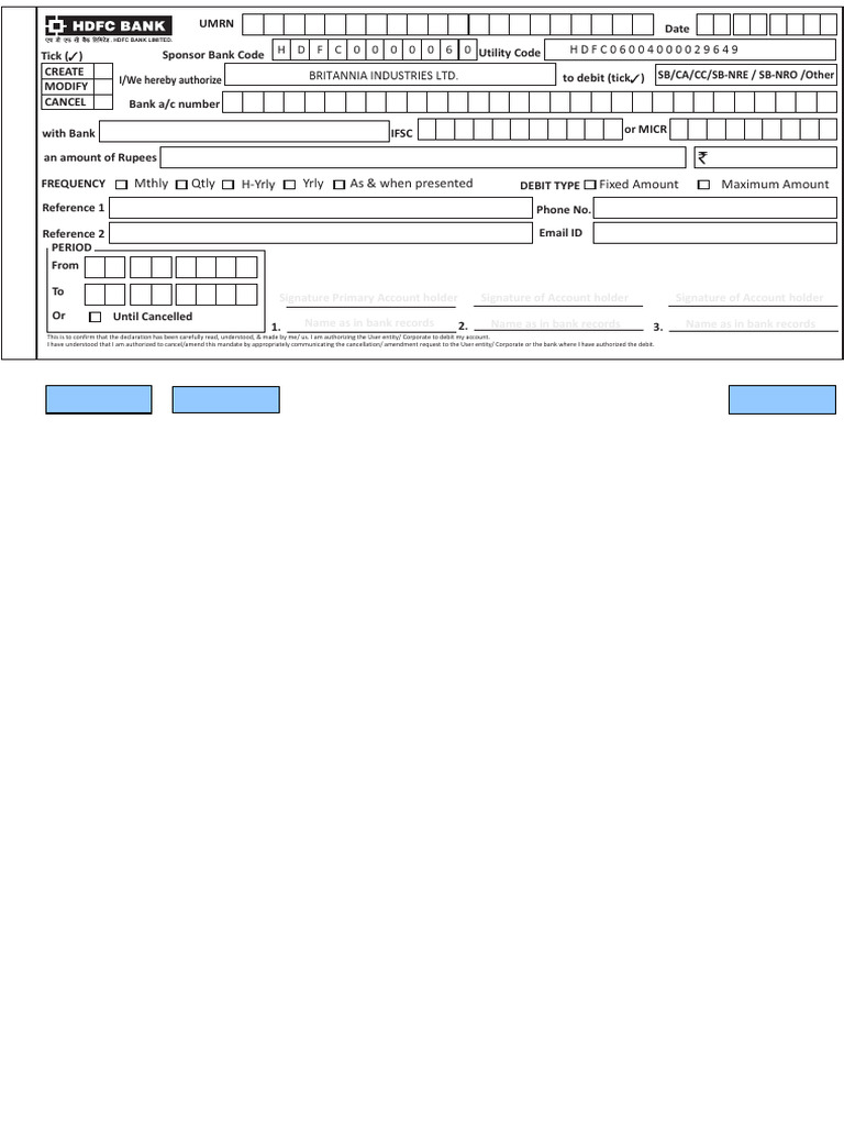 Hdfc Nach Form | PDF | Banks | Service Industries
