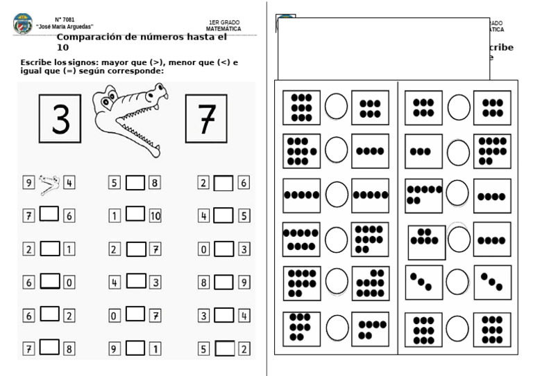 Comparación de Números hasta 10 | PDF