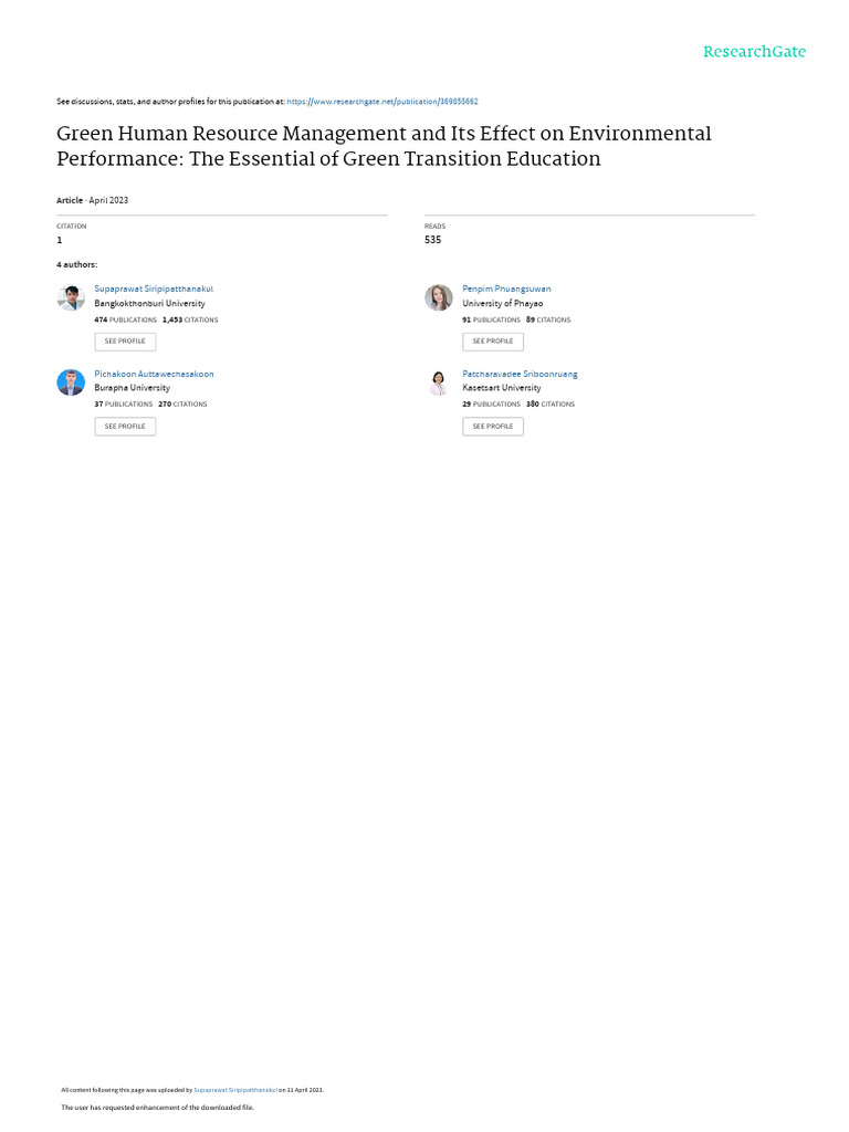 Green HRM's Impact on Environmental Performance | PDF | Human Resource ...