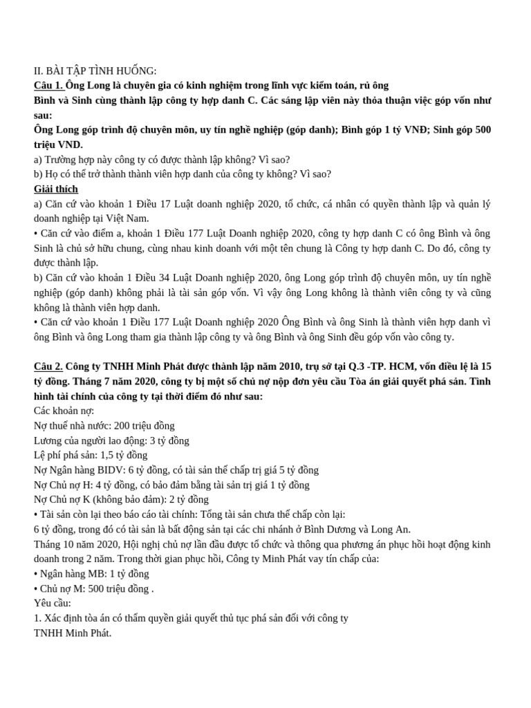 bài tập tình huống ltm1 | PDF