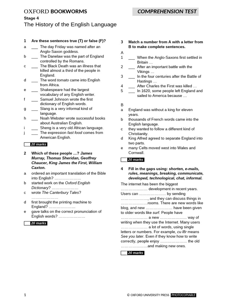 English Language History Test | PDF | English Language | Latin