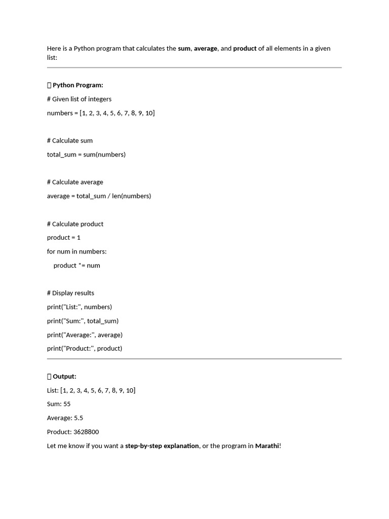Python List Calculations Program Pdf 4377