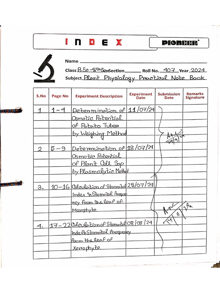 Senior AKC Sir Plant Physiology Practical | PDF