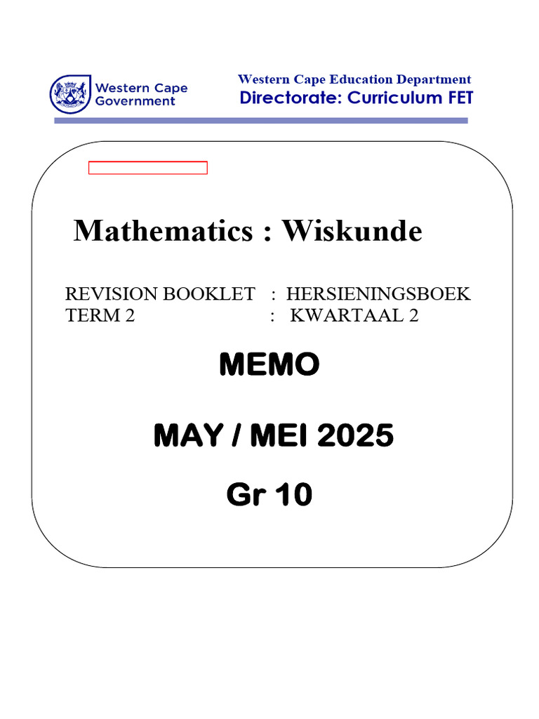 2025 Gr10 Revision Material Term 2 Memo | PDF | Trigonometry | Mathematics