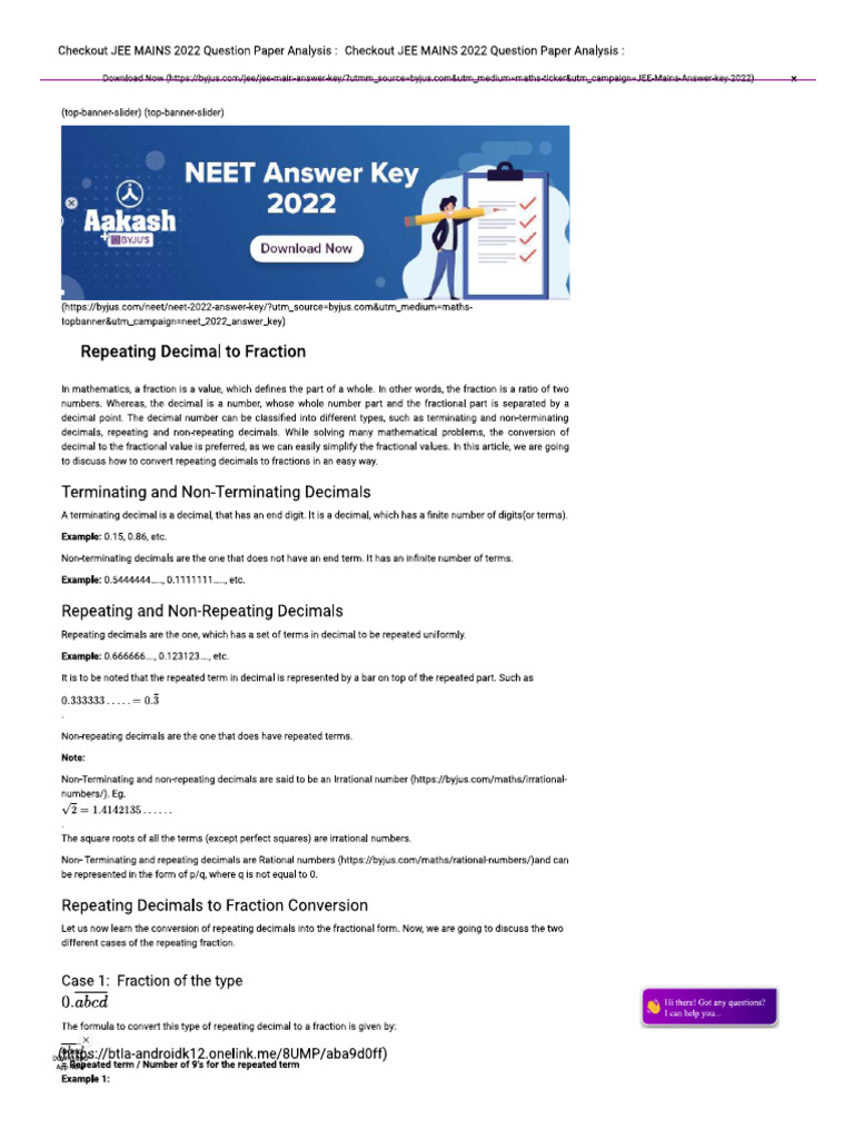 Repeating Decimal To Fraction | PDF