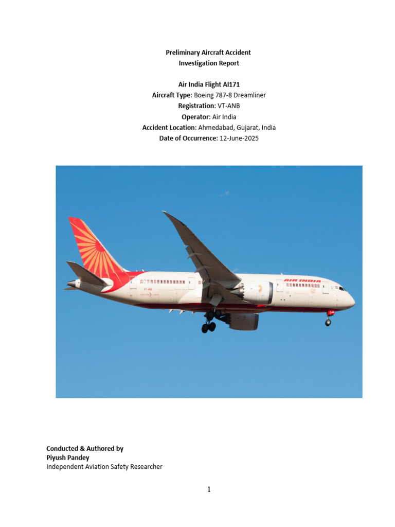 Air India Flight AI171 Preliminary Report | PDF | Flight Recorder | Airport