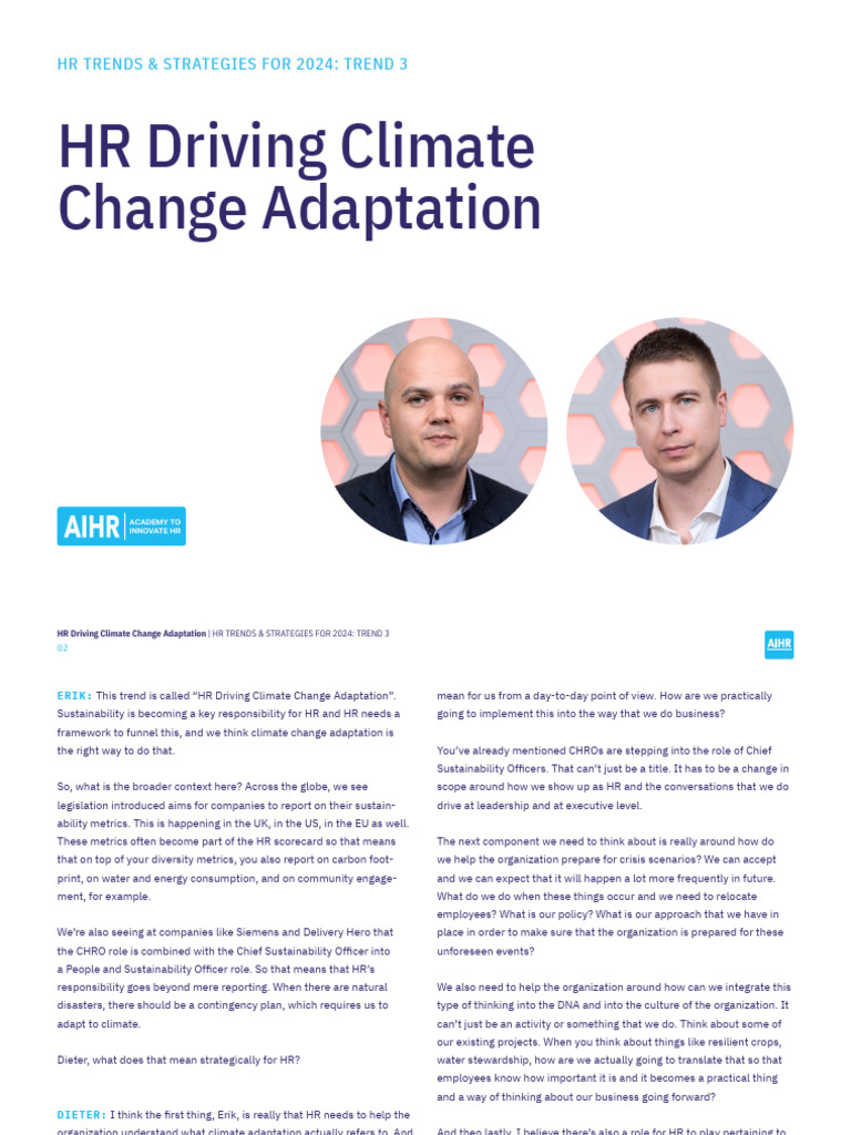 Trend3 HR Trends and Strategies For 2024 - Transcript | PDF | Sustainability | Climate Change