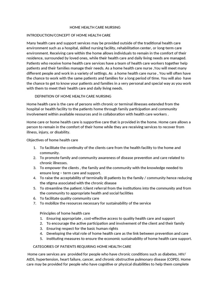 Unit 1 Home Health Care Nursing | PDF | Nursing | Health Care