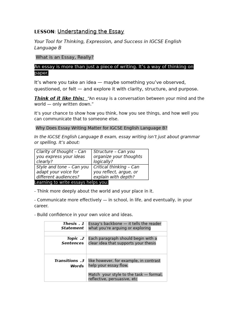 Essay Lesson - Boost Your Writing | PDF | Essays | Thought