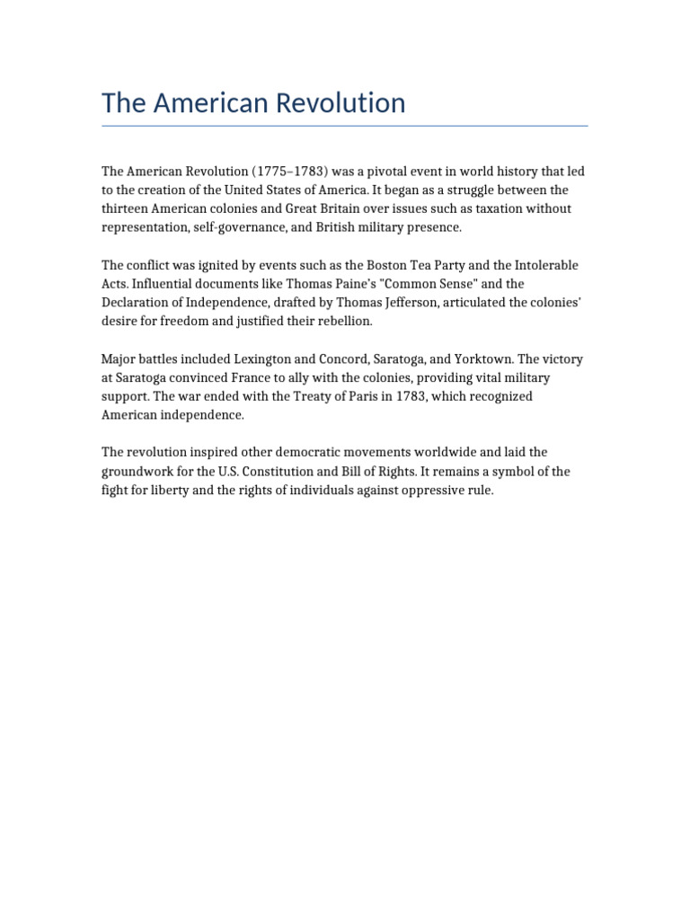 The American Revolution | PDF