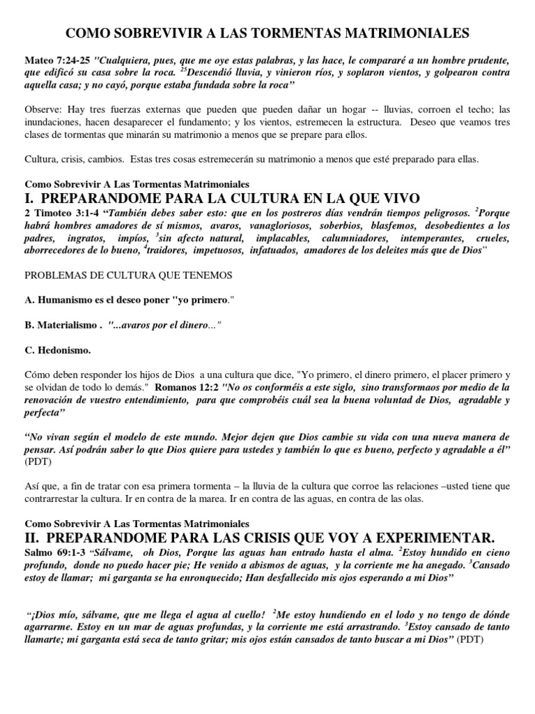 03 Como Sobreviviendo a Las Tormentas Del Matrimonio Bosquejo | Matrimonio | Creencia religiosa ...