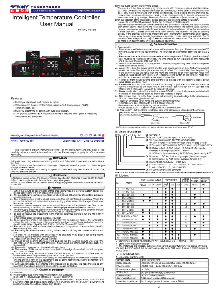 MAN - Regulator Temperature - Toky TP4-9 Series - Manual - ENG - 5 | PDF | Thermocouple | Relay