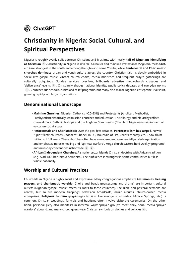 Christianity's Role in Nigerian Society | PDF | Prosperity Theology ...