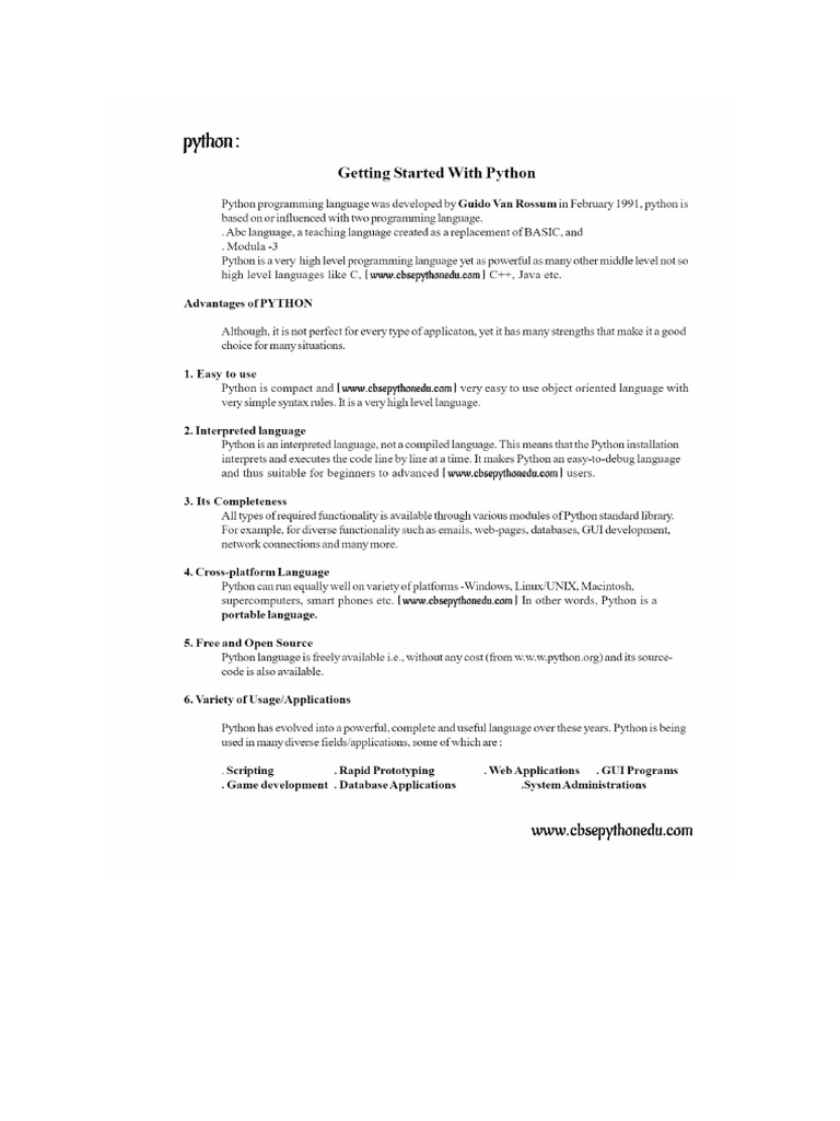 Python Getting Started - CBSE | PDF