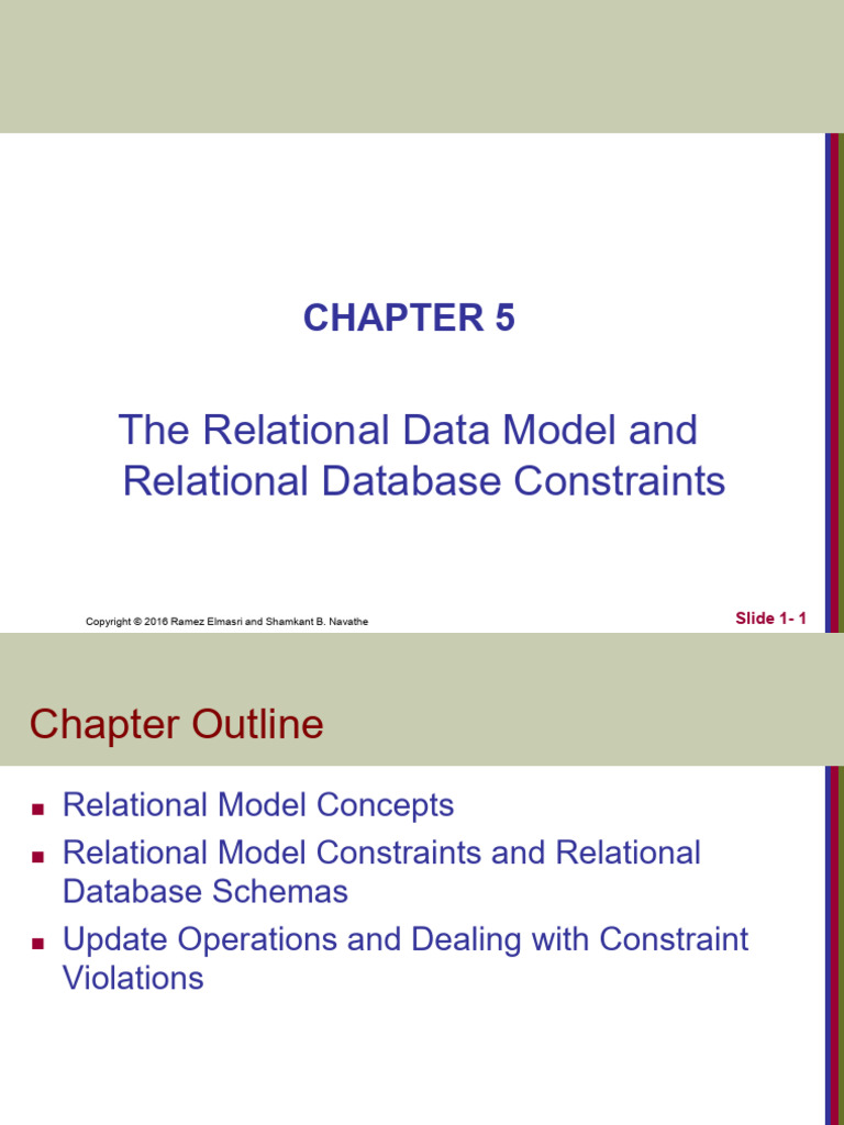Relational Data Model - Ch5 | PDF | Relational Model | Relational Database