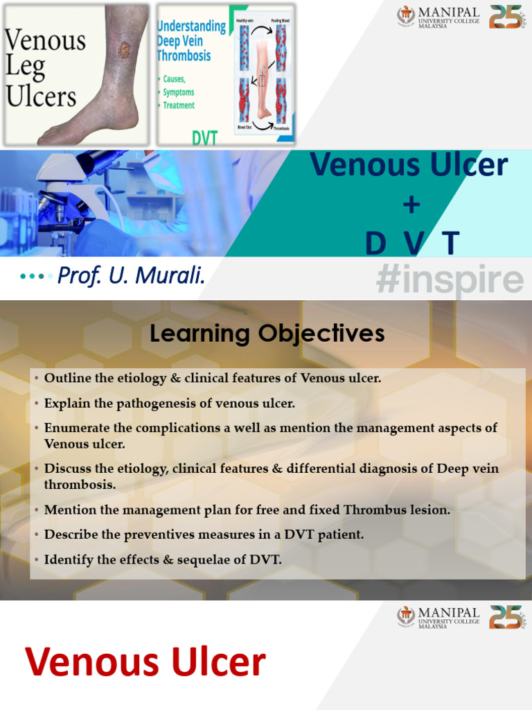 Prof. U. Murali.: Venous Ulcer + D V T | PDF | Vein | Thrombosis