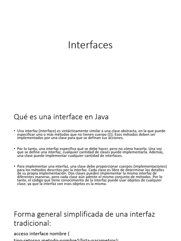Interfaces | PDF | Java (lenguaje de programación) | Objeto (informática)
