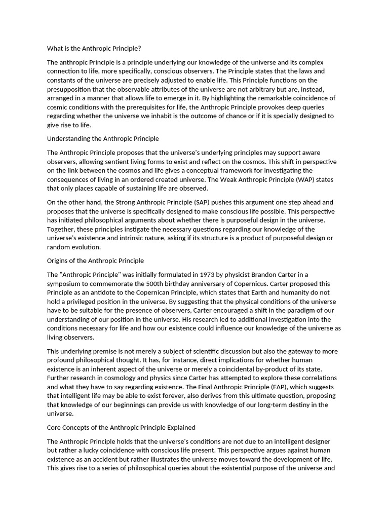 What is the Anthropic Principle | PDF | Universe | Physical Cosmology