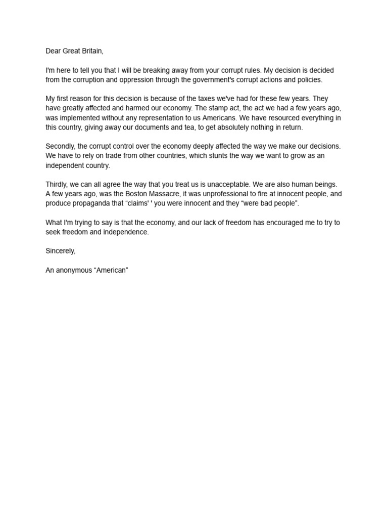 A Letter To Britain | PDF