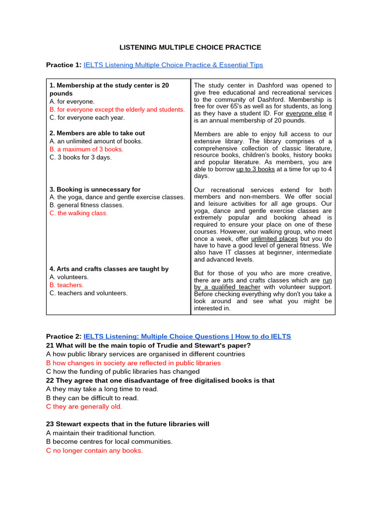 Listening Multiple Choice (Script) | PDF | Refrigerator