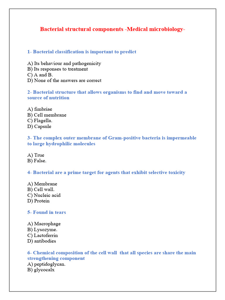 Bacterial Structural Components Medical Microbiology Lec 1 | PDF