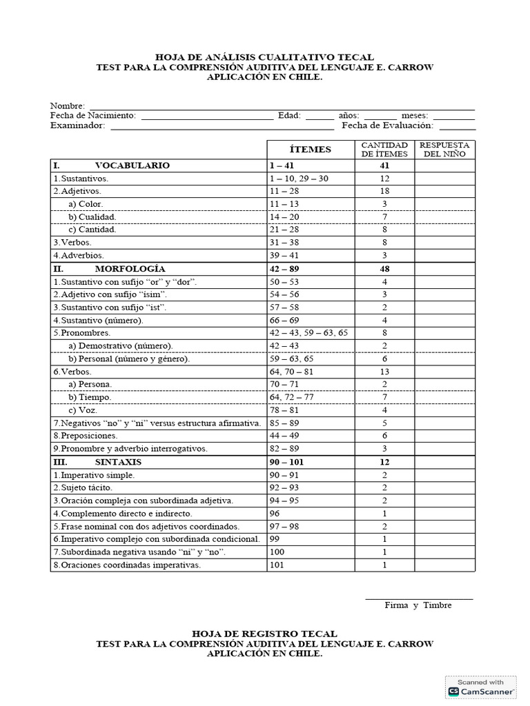 Análisis del Test de Comprensión Auditiva | PDF | Mecánica del lenguaje ...