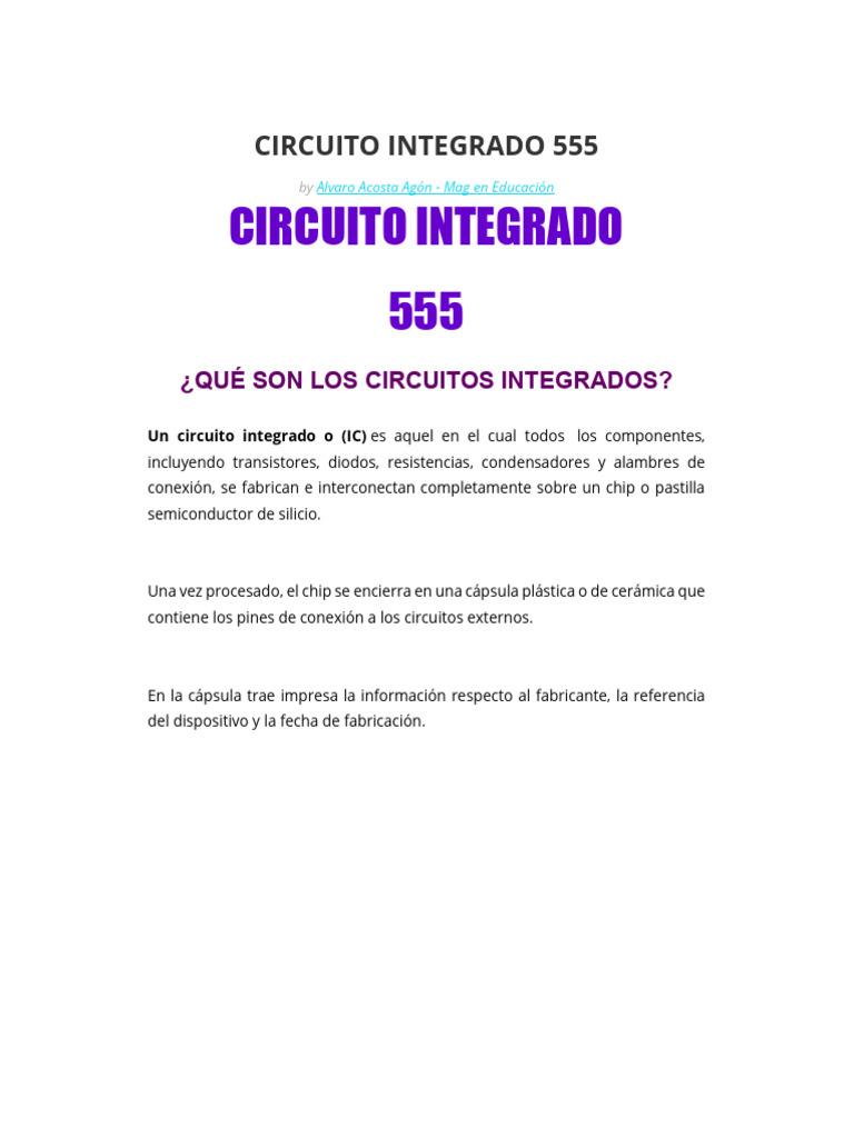 Circuito Integrado 555 | PDF | Circuito integrado | Red eléctrica