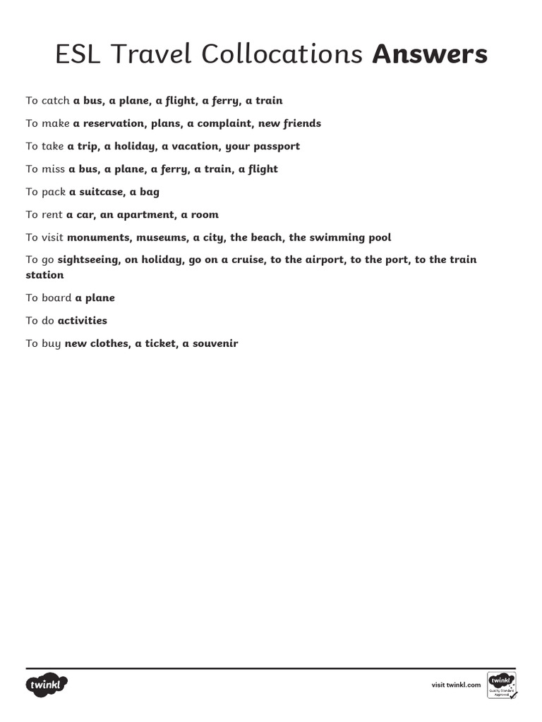 Travel Collocations | PDF