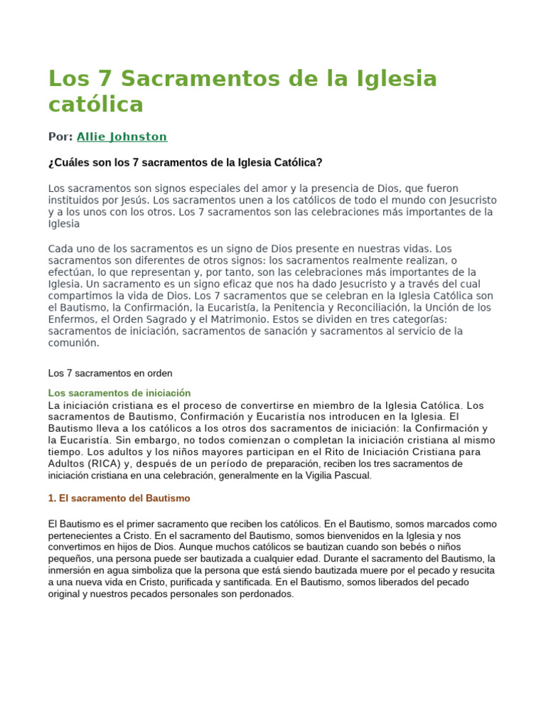 Los 7 Sacramentos de La Iglesia Católica | PDF | Sacramentos | Confirmación
