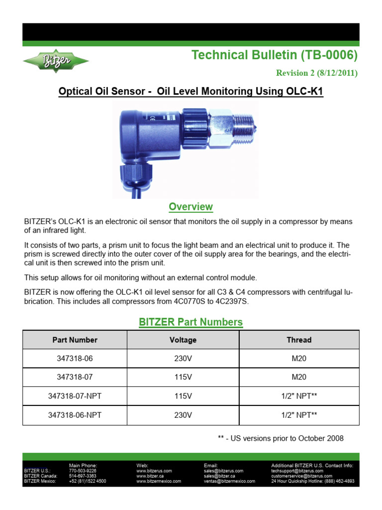 TB-0006-02 OLC-K1 Optical Oil Level Sensor | PDF | Relay | Electrical ...