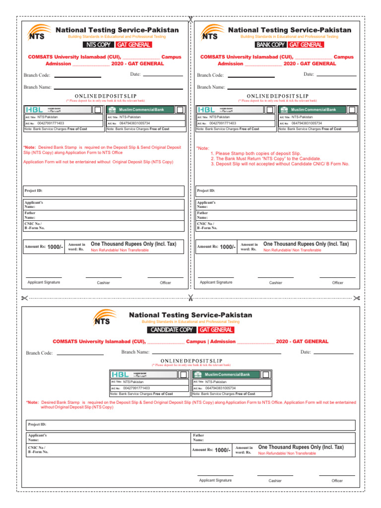 GAT General Challan Form MBA | PDF | Pakistan