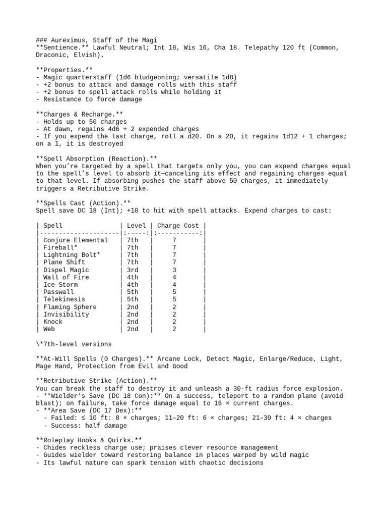 Aureximus, Staff of The Magi | PDF