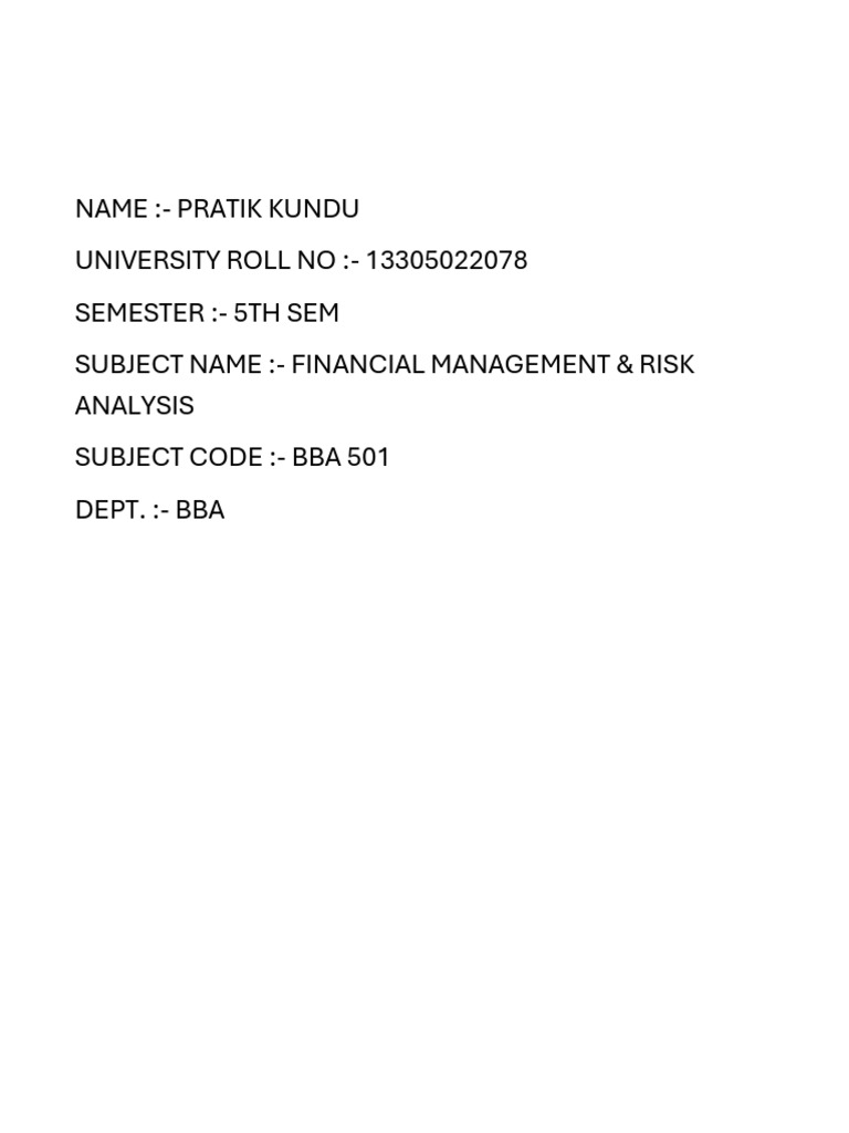 Pratik Kundu, 78, Bba 501 | PDF | Leverage (Finance) | Debt