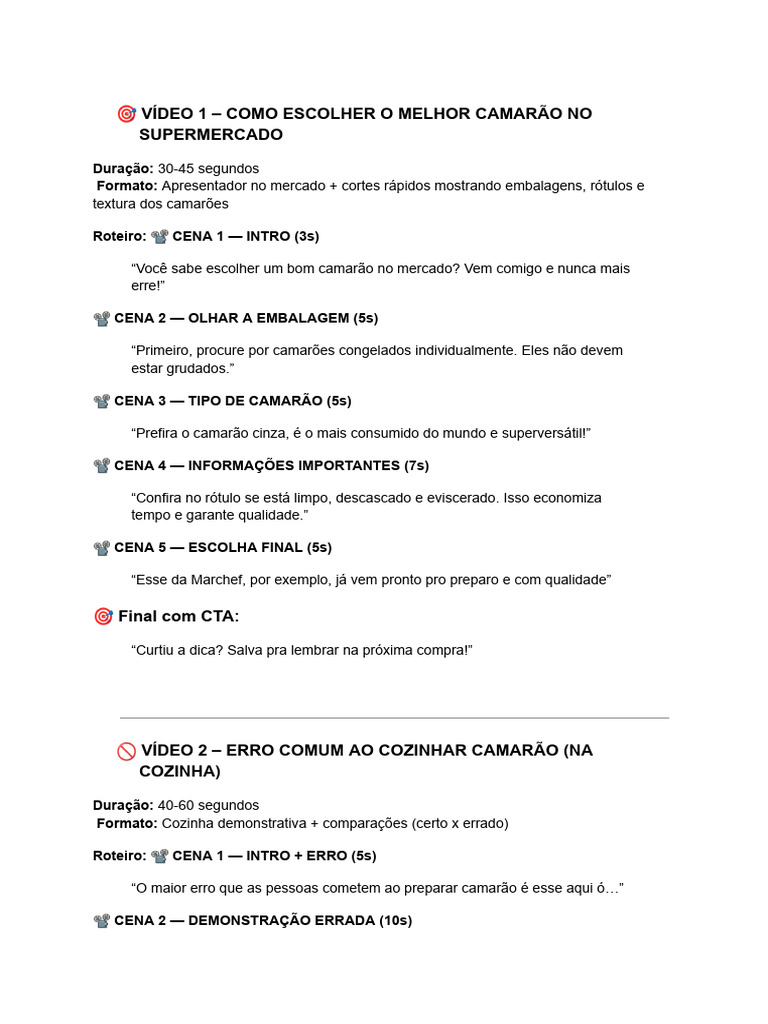 Roteiros para Vídeos Curtos | PDF