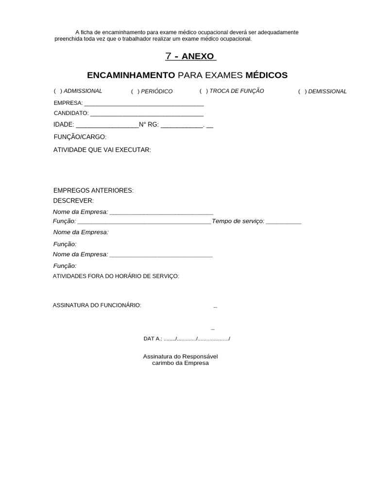 Anexo Encaminhamento Médicos: para Exames | PDF