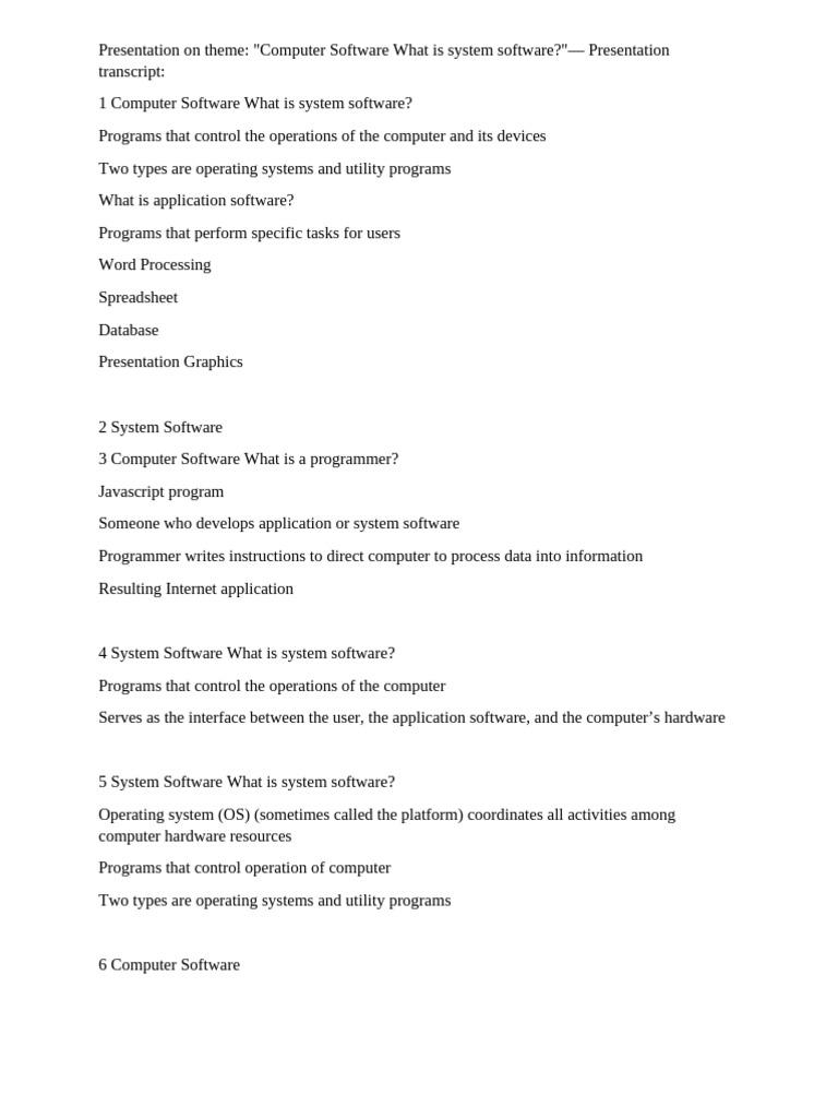 Presentation On Theme COMPUTER SOFTWARE | PDF | Operating System | Microsoft Windows