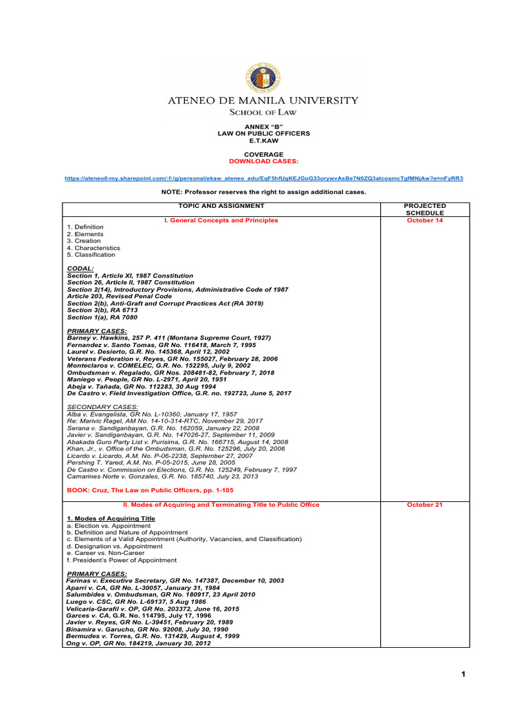 03 AMENDED ANNEX B Law On Public Officers Coverage and Assignment | PDF ...