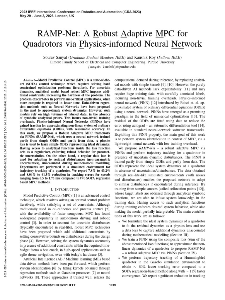 RAMP-Net A Robust Adaptive MPC For Quadrotors Via Physics-Informed Neural Network | PDF ...