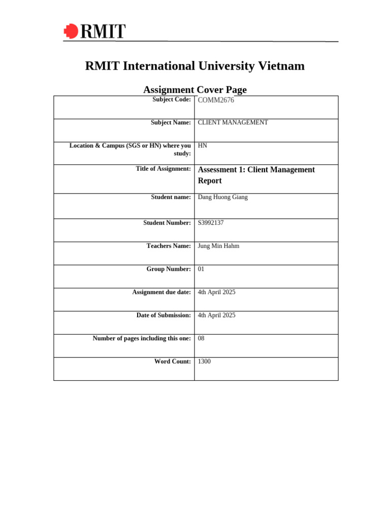 RMIT Cover Page-1 | PDF