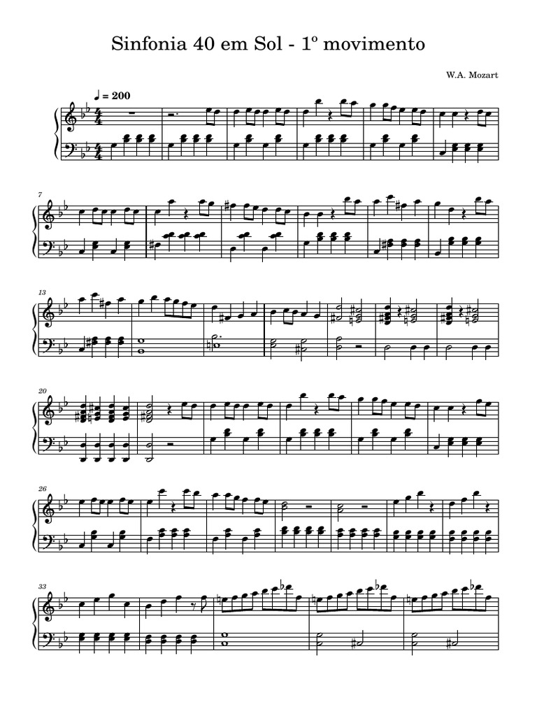 Mozart's Sinfonia 40: 1st Movement | PDF