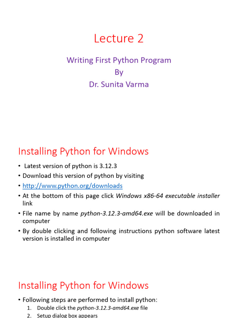 Lecture 2 Writing First Python Program | PDF | Command Line Interface | Python (Programming ...