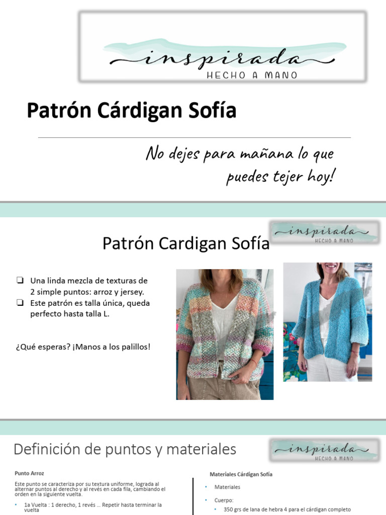 Patron Cardigan Sofia ES Inspirada Hecho A Mano | PDF