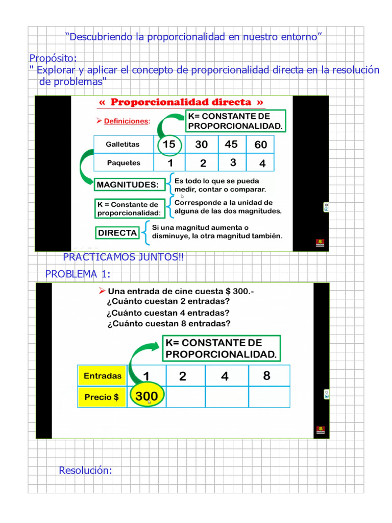 Matemática 1E Proporcionalidad Directa | PDF