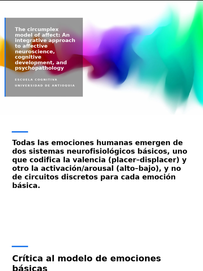 The Circumplex Model of Affect Escuela Cognitiva | PDF | Las emociones ...
